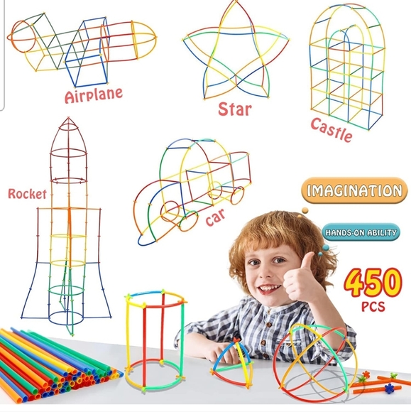 Creative | Toys | Straw Toys 45pcs Stem Building Toys Aged For 3 ...